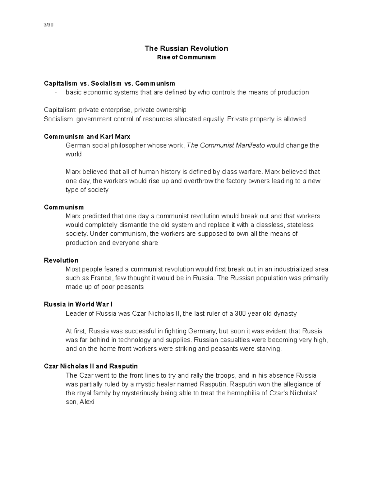 Final Exam Study Notes: The Russian Revolution and Its Impact - Studocu