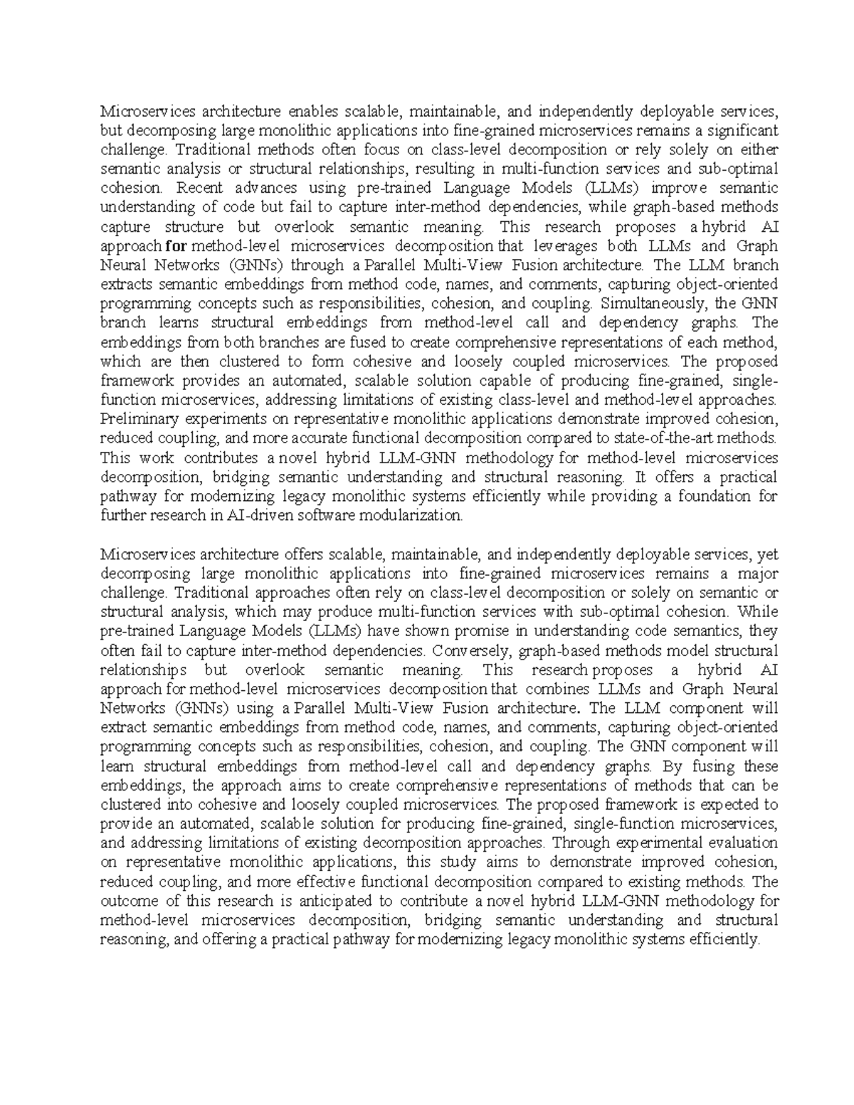 Hybrid AI Approach for Microservices Decomposition: LLMs & GNNs - Studocu