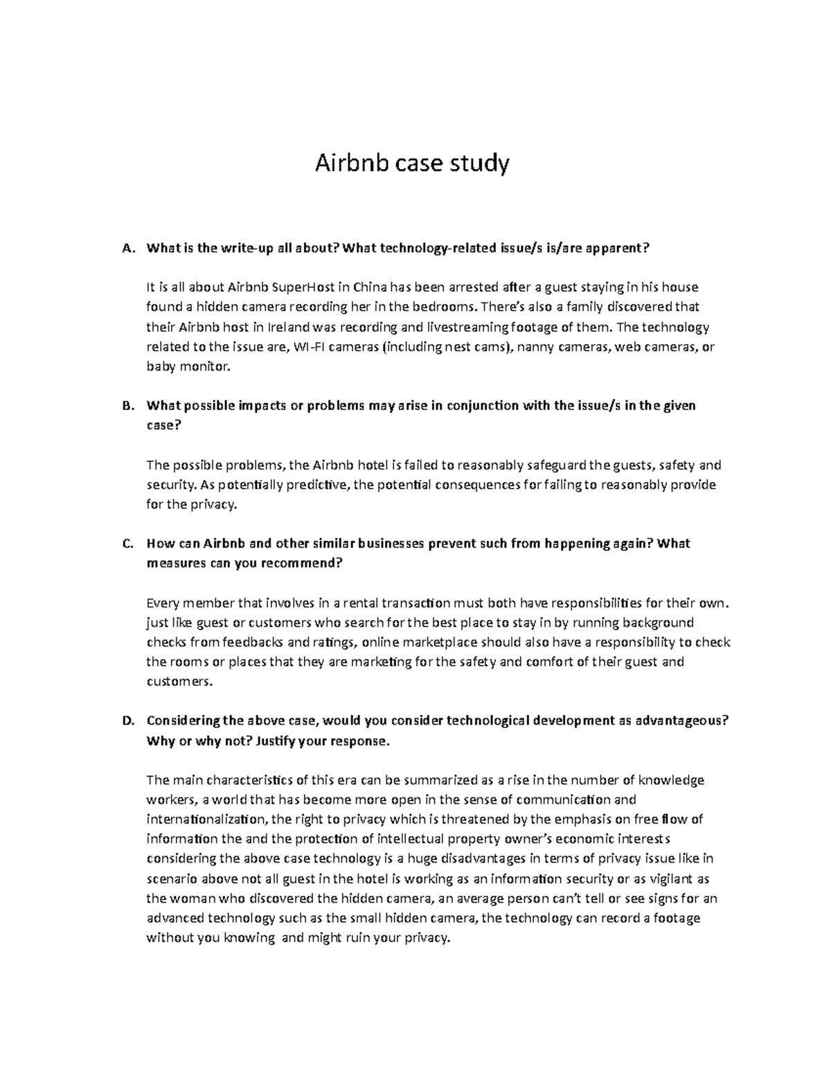 Airbnb & Choice Hotels Case Studies: Tech Issues & Impacts Analysis ...