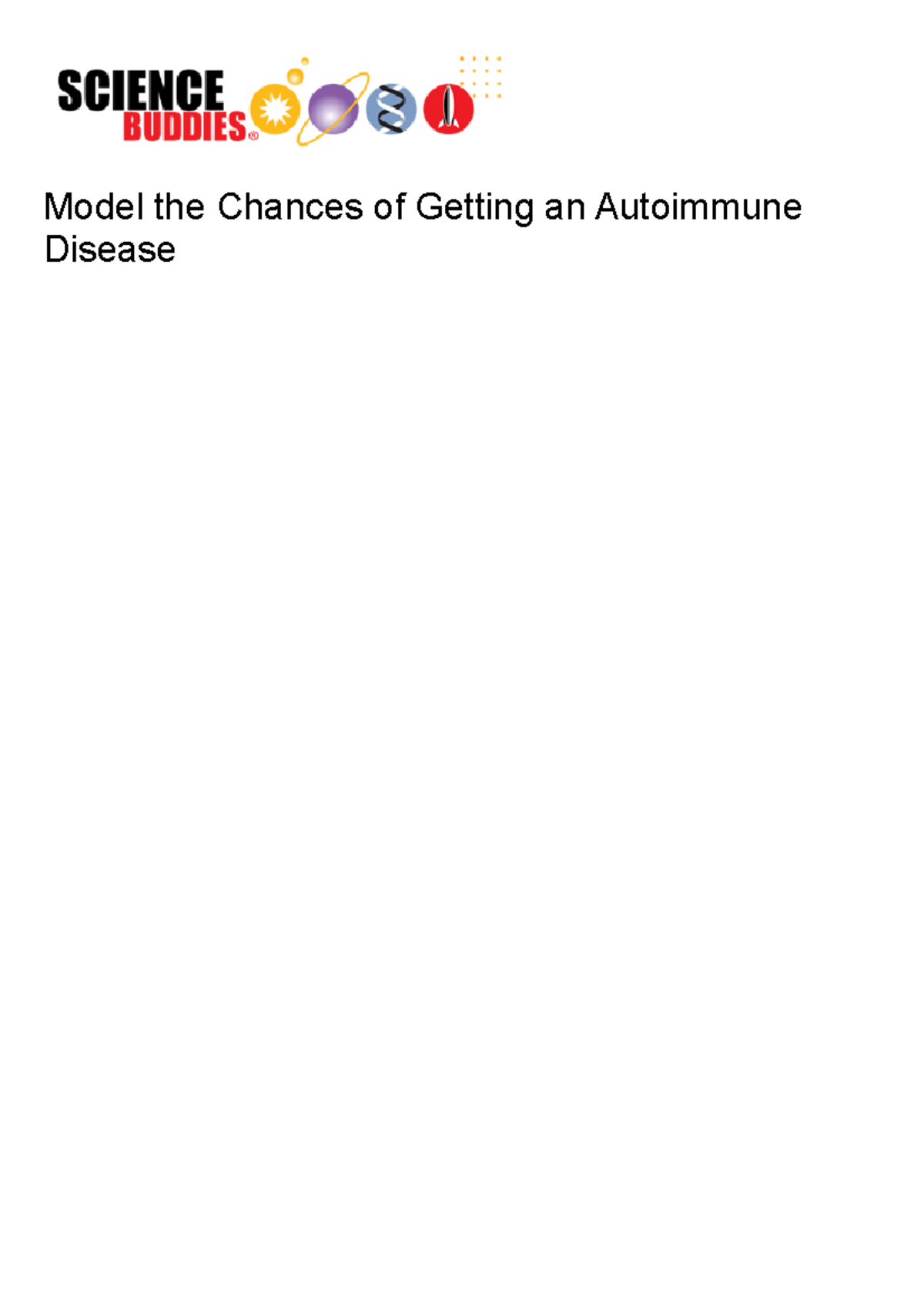 Model the Chances of Getting an Autoimmune Disease Lesson Plan - Model ...
