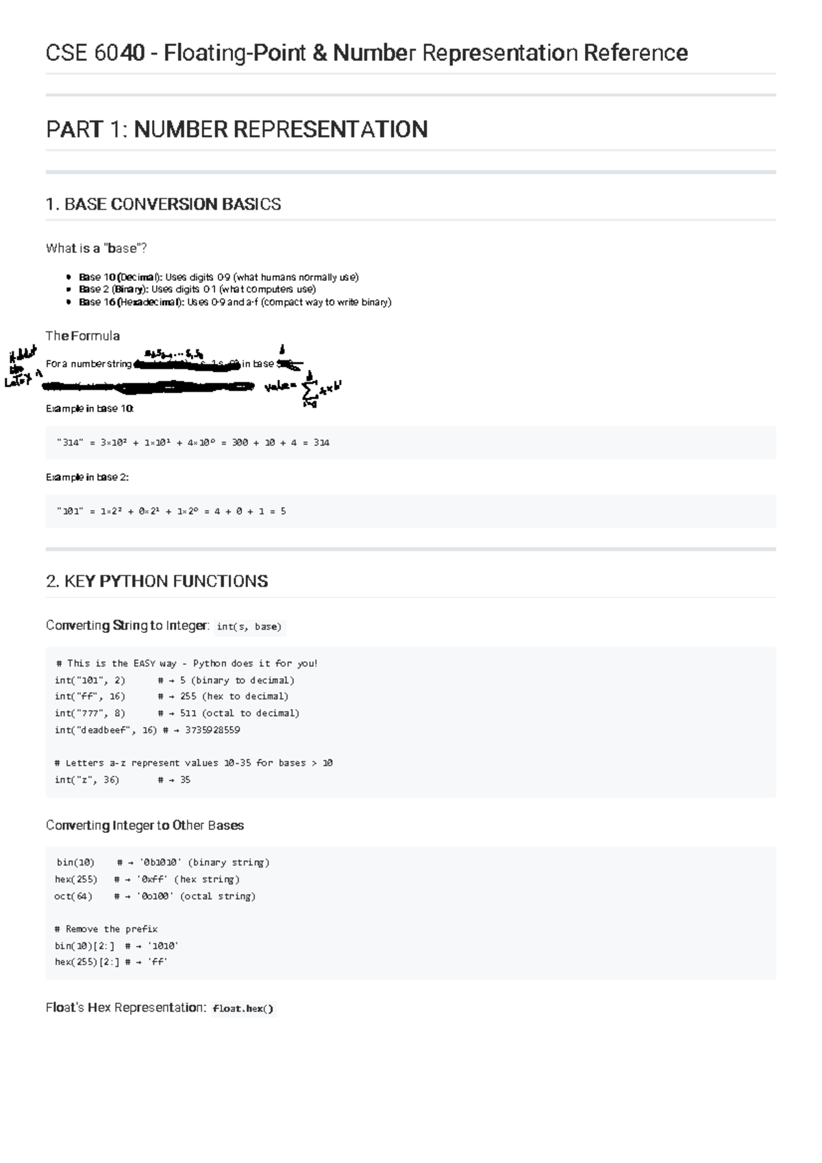 CSE 6040 Final Exam Study Guide: Number Representation & Errors - Studocu