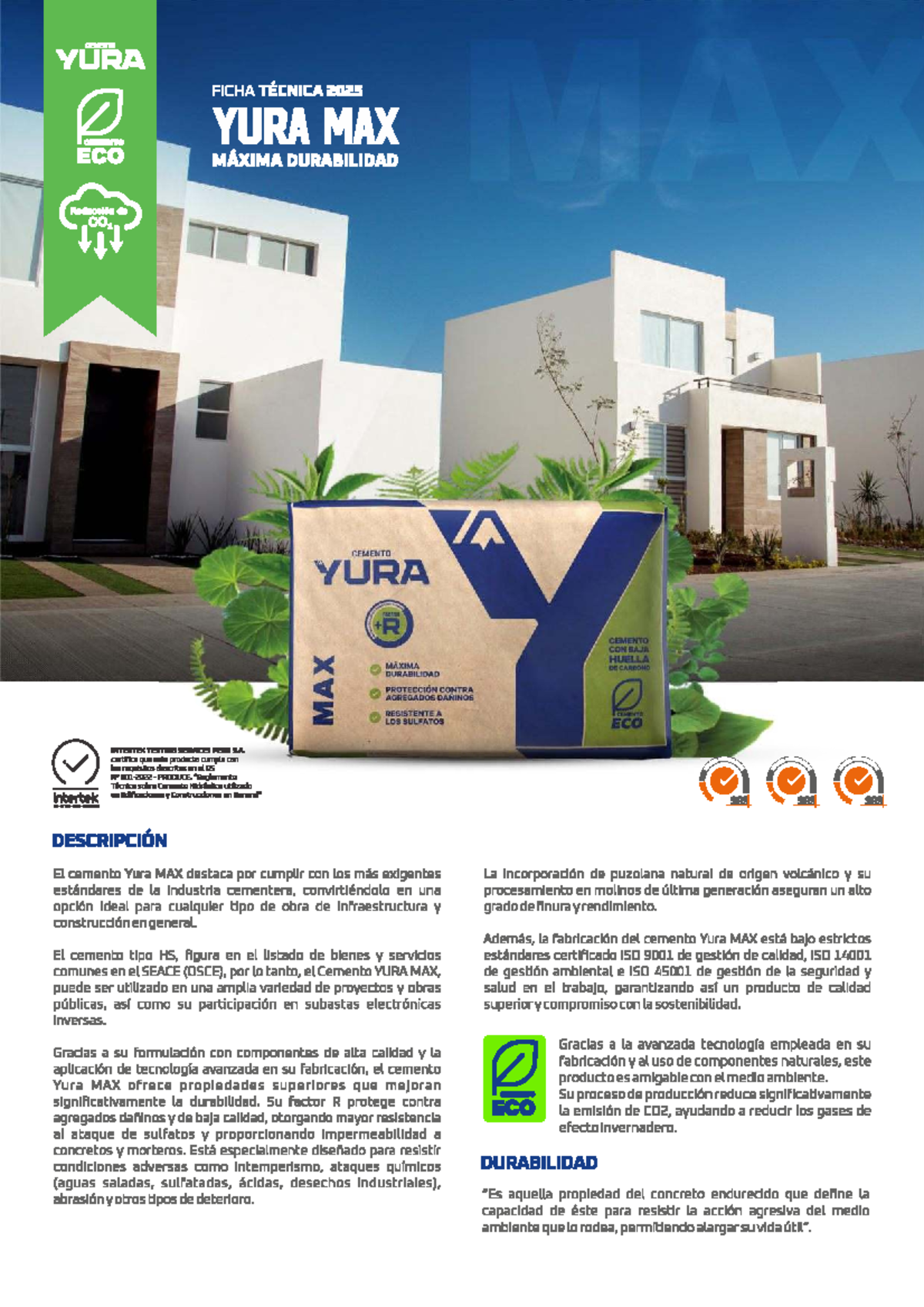 Ficha Técnica de Cemento Yura MAX 2025: Durabilidad y Sostenibilidad - Studocu