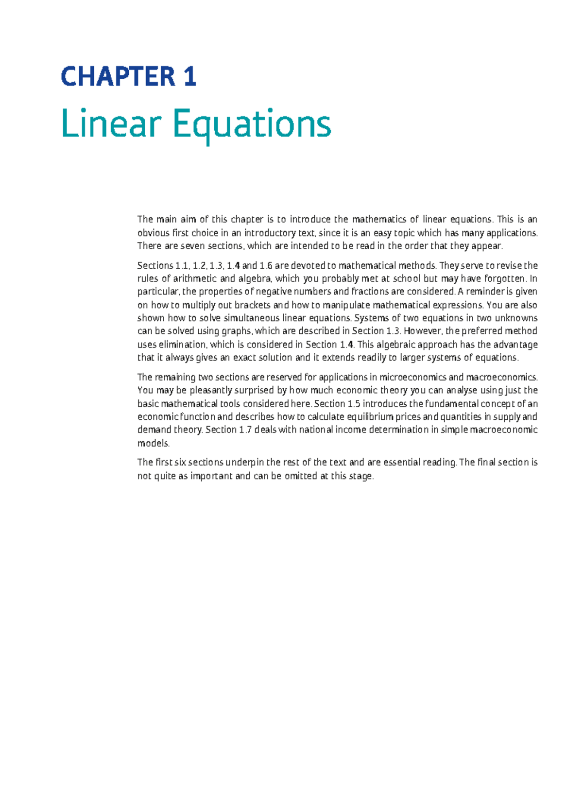 Mathematics for Economics and Business - Chapter 1: Linear Equations - Studocu