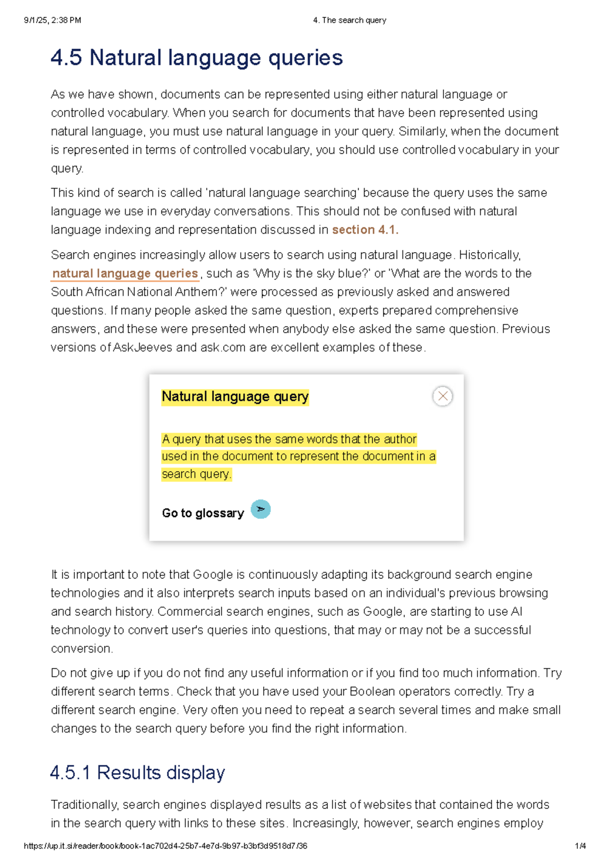 Natural Language Queries & Search Engine Results Display (4.5) - Studocu