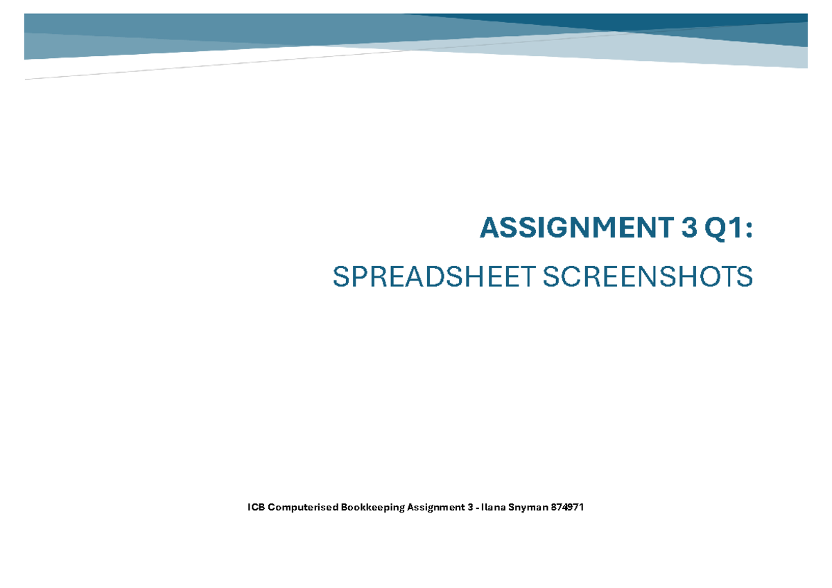ICB Computerised Bookkeeping Assignment 3: Spreadsheet & Word ...