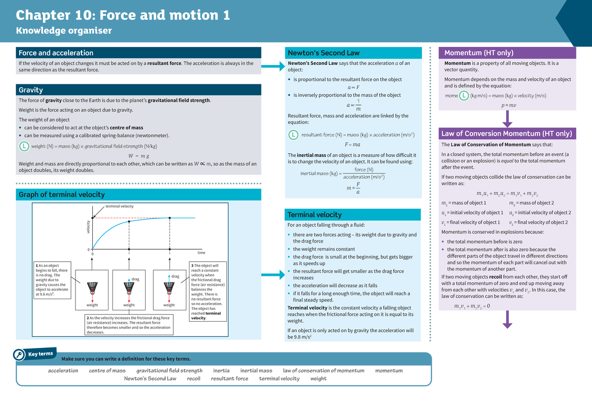 Chapter 10: Force and Motion 1 & 2 Knowledge Organizer (A1F89) - Studocu