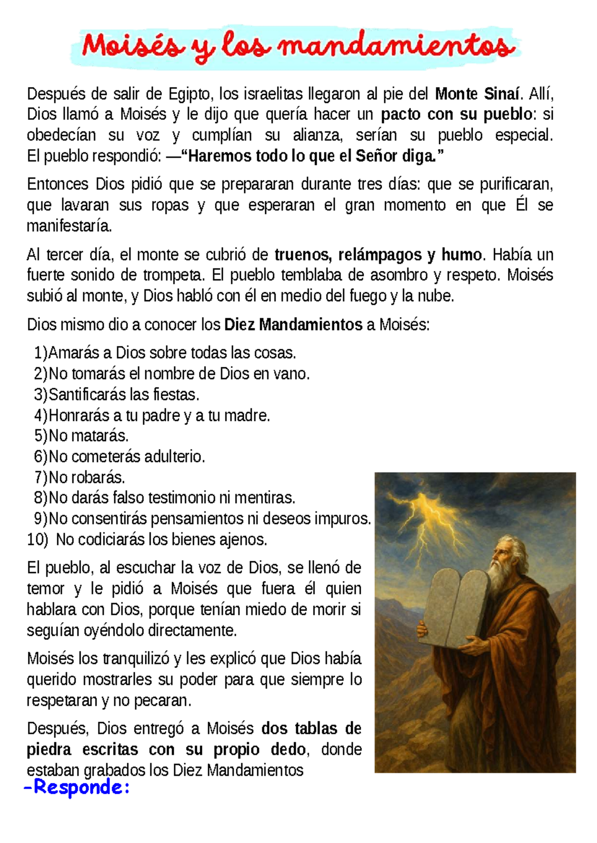 Ficha de Estudio: Los Diez Mandamientos - Maestra Janet - Studocu
