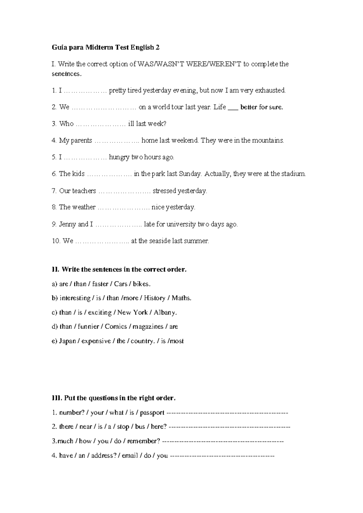 Guia para Midterm Test ING 129 - English 2 - Studocu