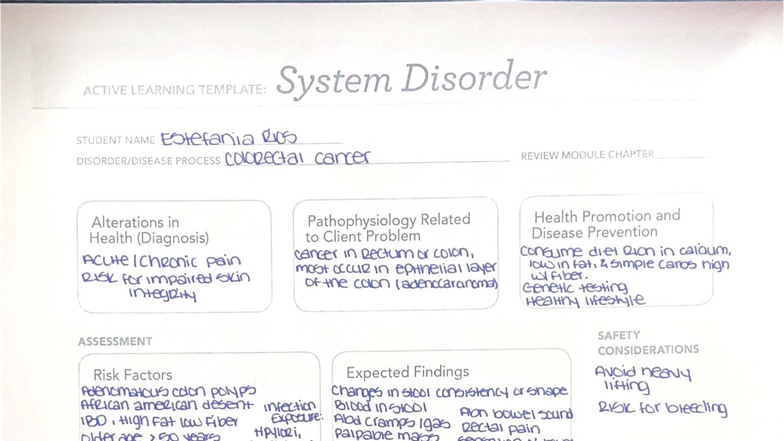 ACTIVE LEARNING TEMPLATE: System Disorder - Colorectal Cancer Review ...
