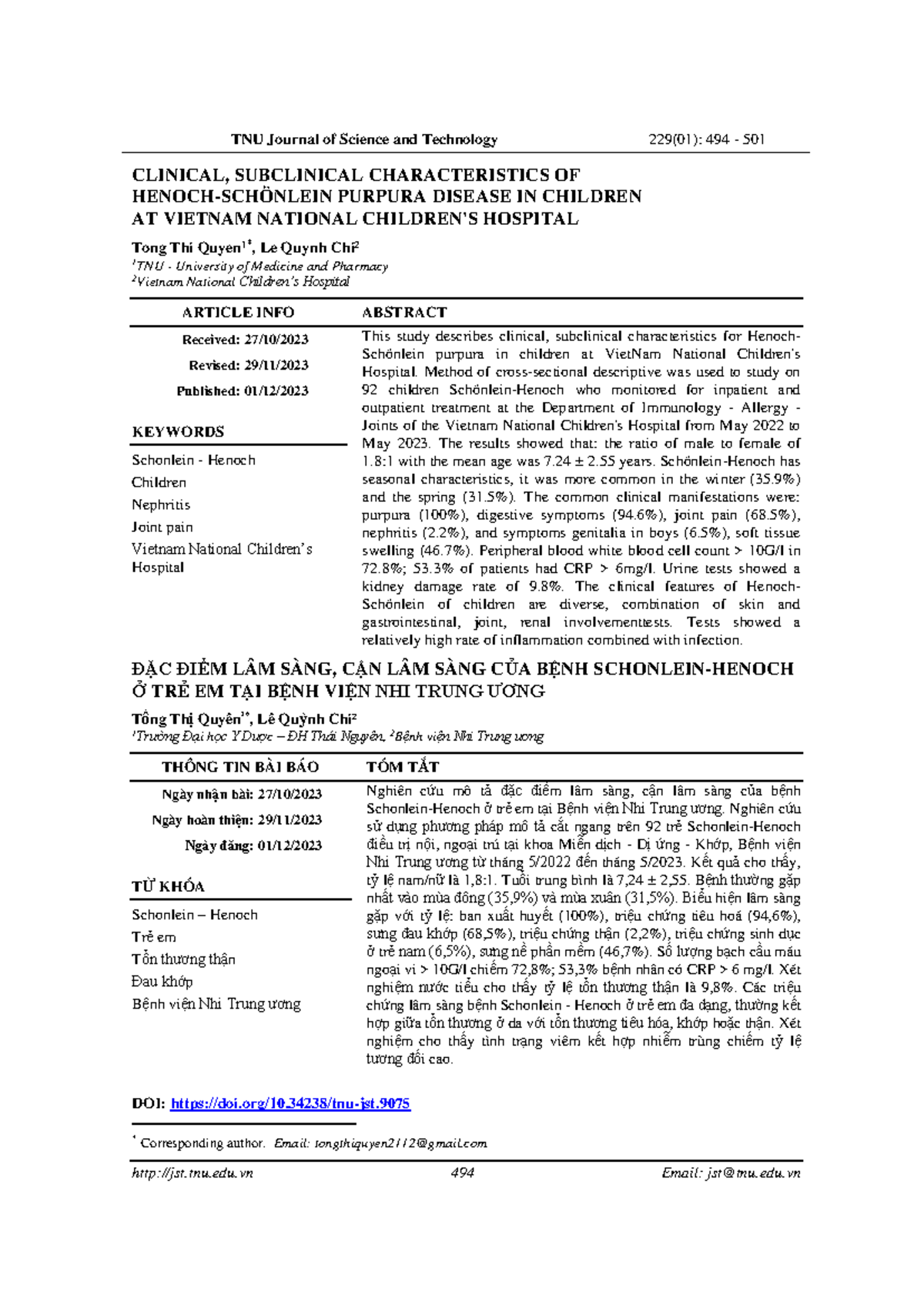 Clinical and Subclinical Features of Purpura Disease in Children at ...