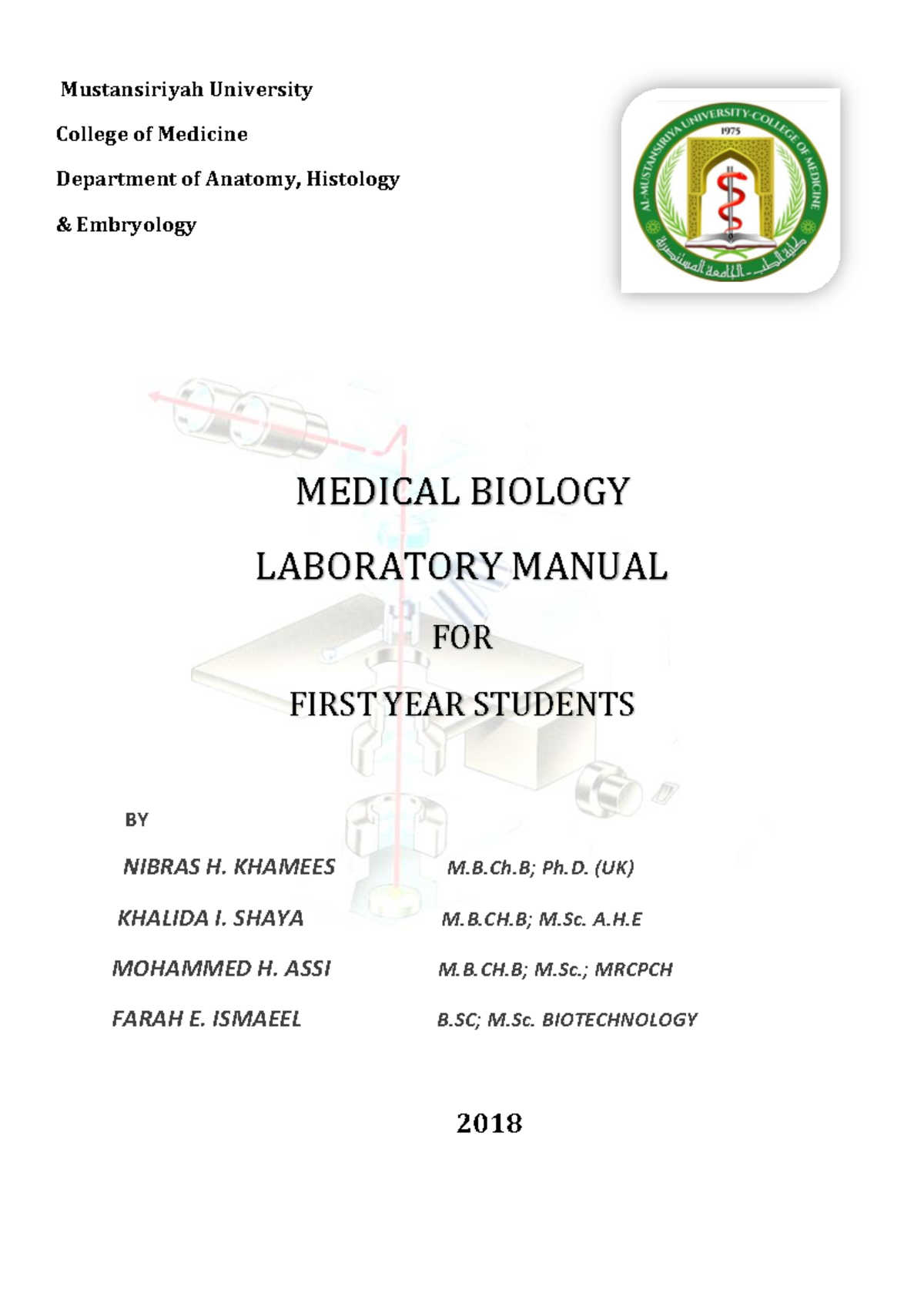 MUCOM 2018 Anatomy Practical Laboratory Manual for First-Year Students ...