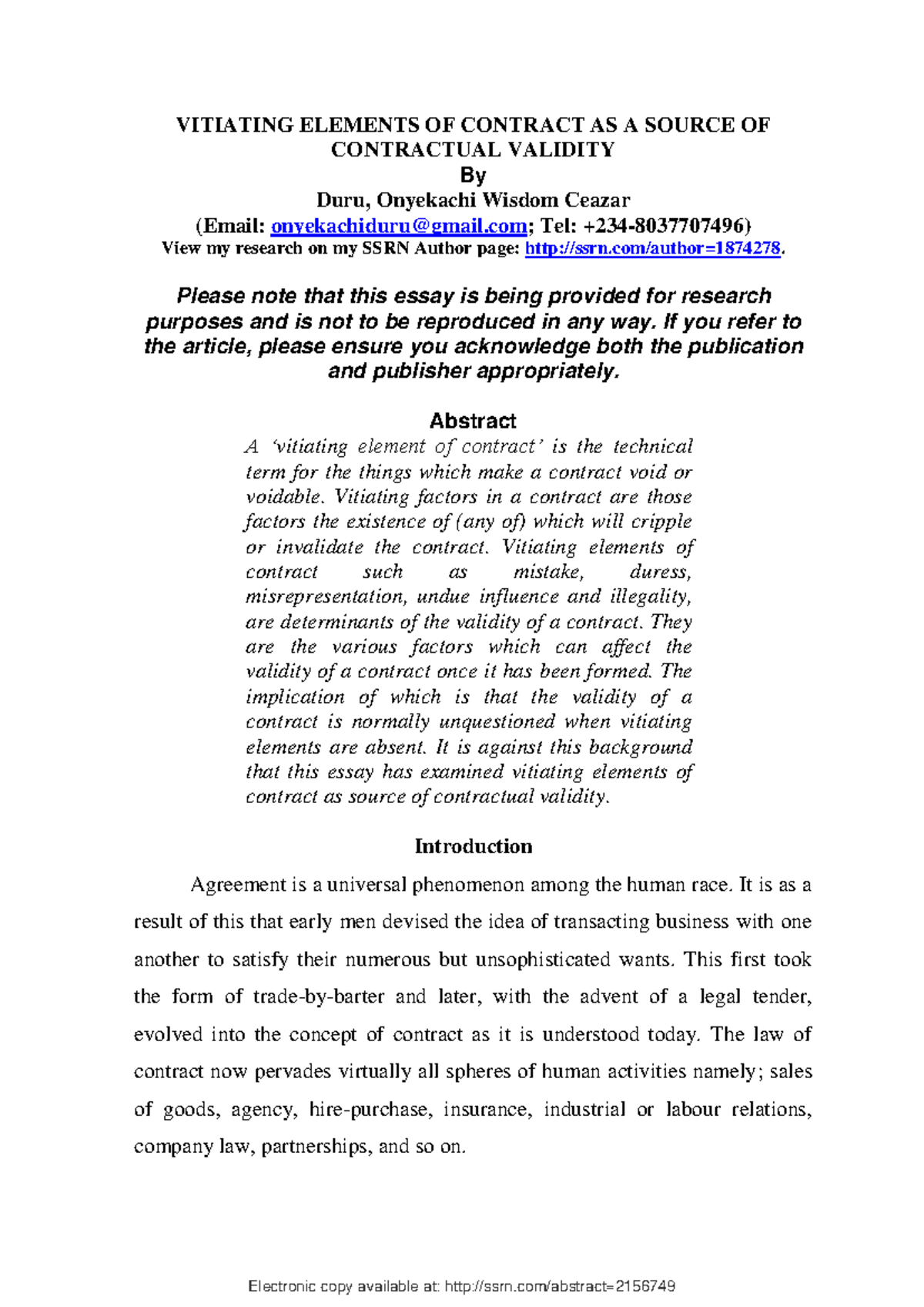Vitiating Factors in Contracts: Essential Notes for Legal Studies - Studocu