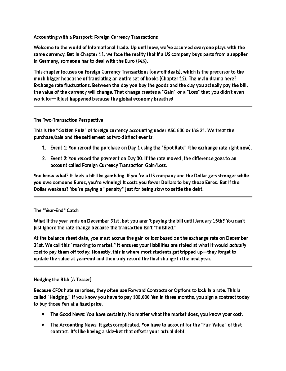 Advanced Financial Reporting: Chapter 11 - Foreign Currency ...