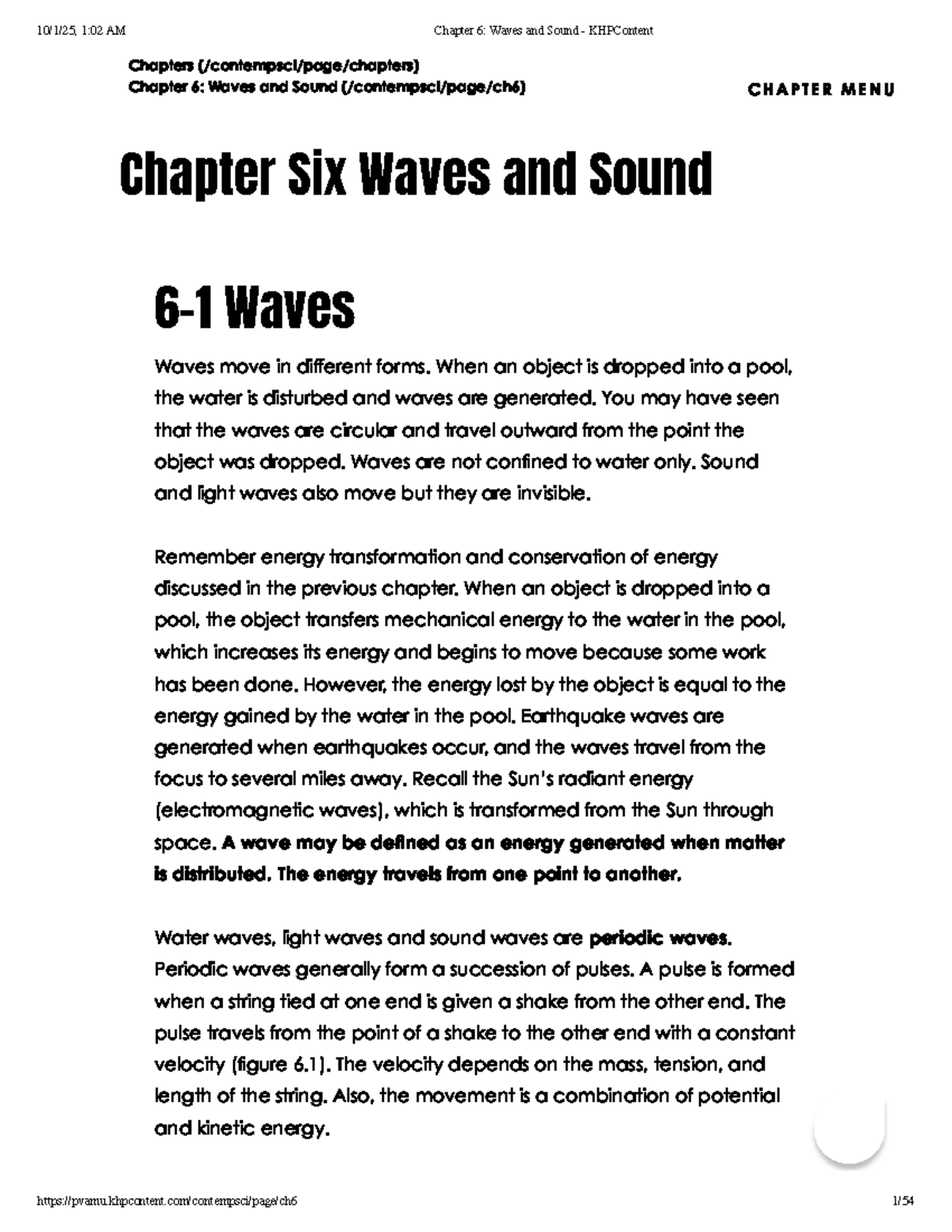 Chapter 6: Waves and Sound Overview - KHPContent - Studocu