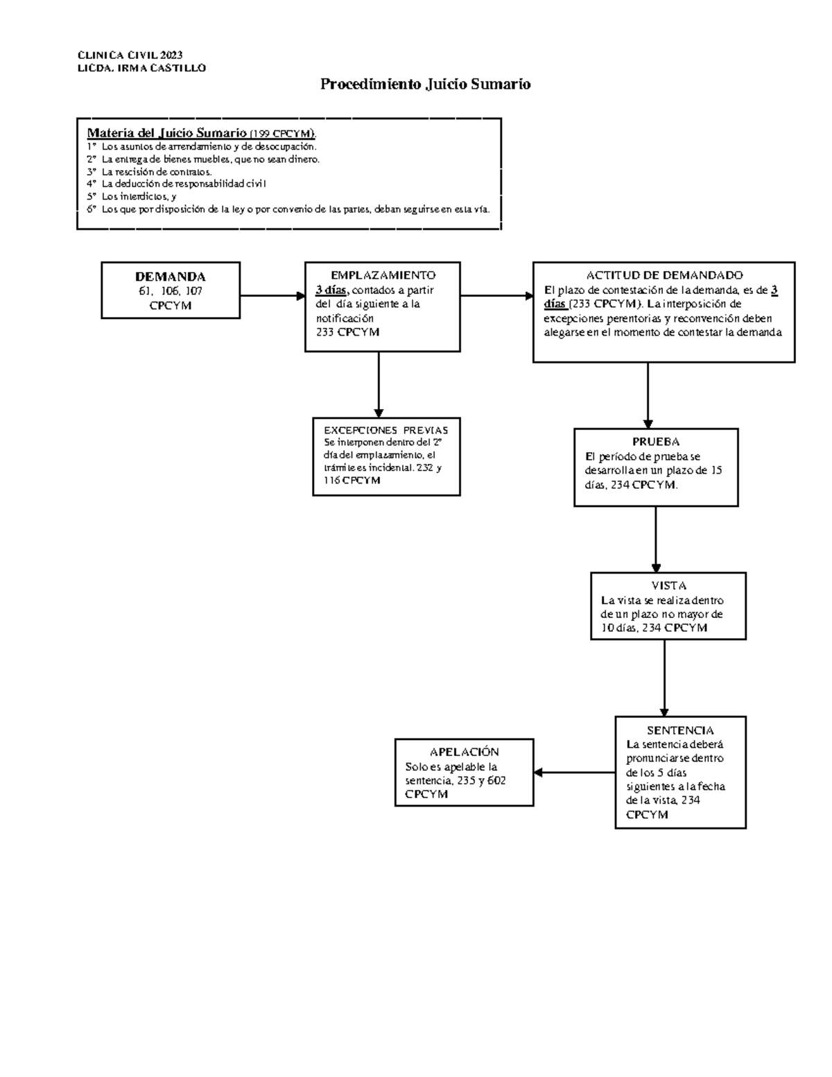 CLINICA CIVIL 2023: Procedimiento Juicio Sumario y Normativa CPCYM ...