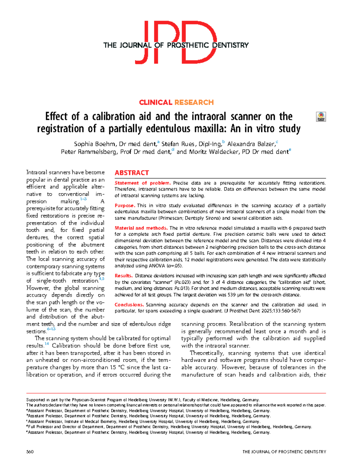 CLINICAL RESEARCH: In Vitro Study on Intraoral Scanner Calibration Aids ...