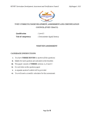 ICT Technician Level 6 Curriculum - TVET Occupational Standards - Studocu