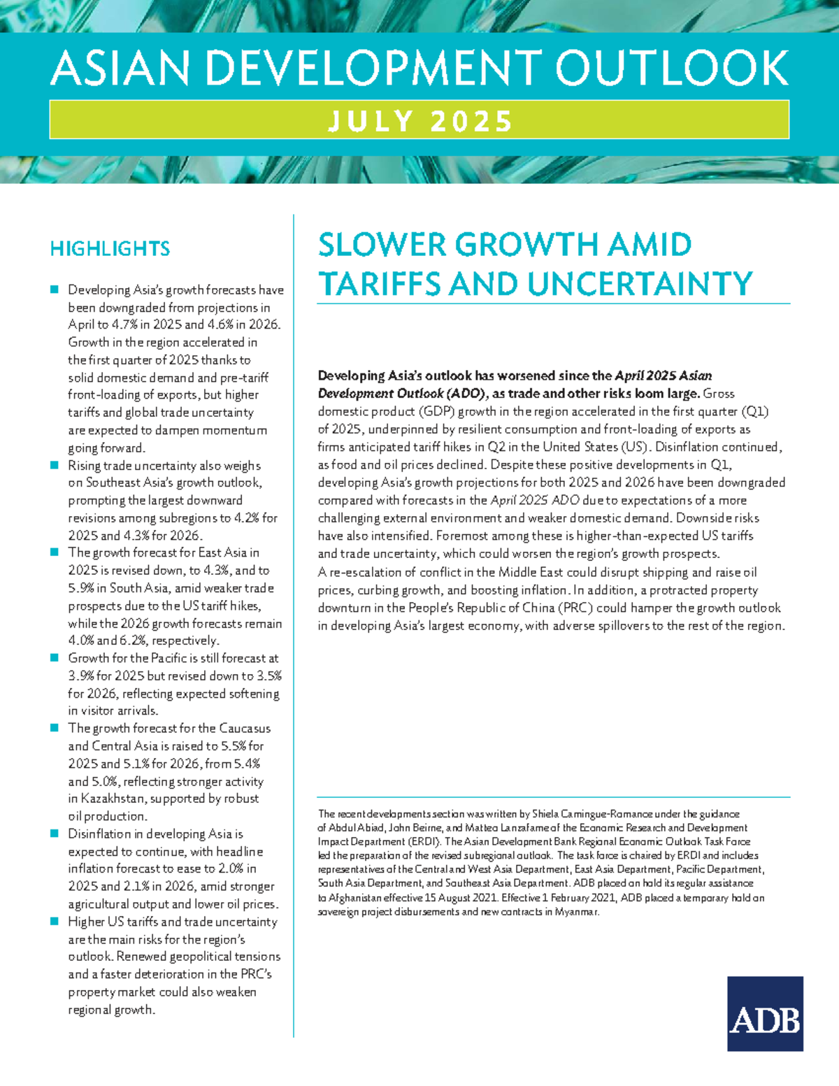 Asian Development Outlook (ADO) July 2025: Growth Forecasts & Risks ...