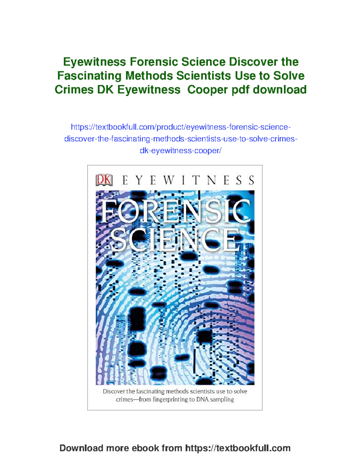 101013 - Eyewitness Forensic Science: Methods for Solving Crimes - Studocu