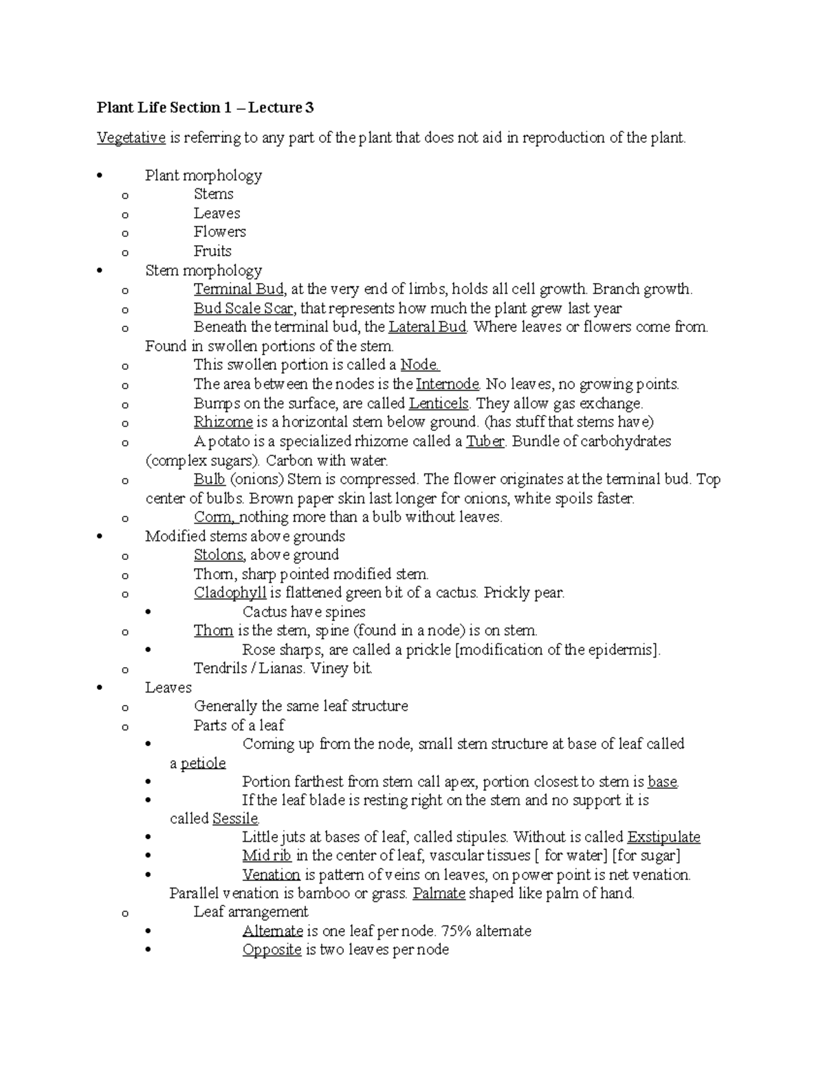 Plant Life Sec 1 - Lecture 3 - Plant Life Section 1 – Lecture 3 - Studocu