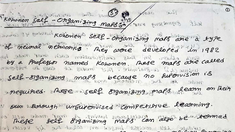 Self-Organizing Maps (SOM) in ANN: 3rd Unit Overview - Studocu