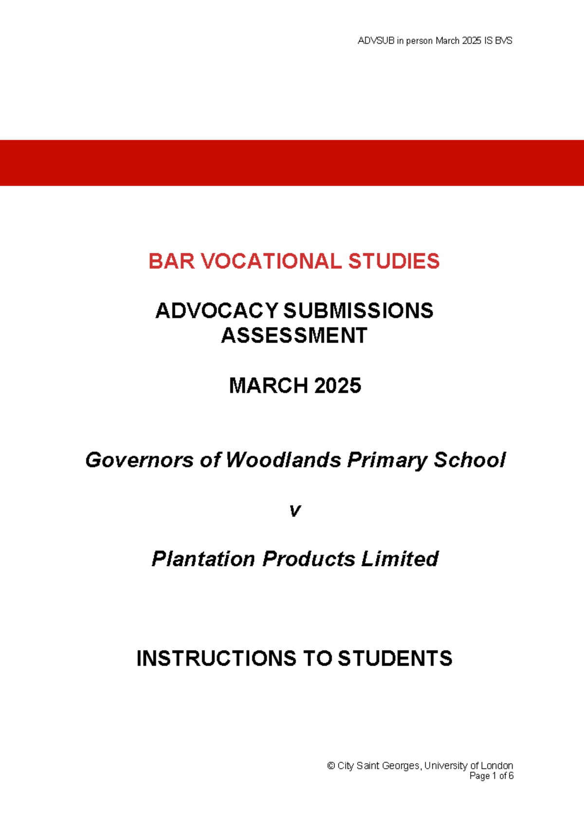 Advocacy Submissions Assessment (ADVSUB) - March 2025 Case Study - Studocu