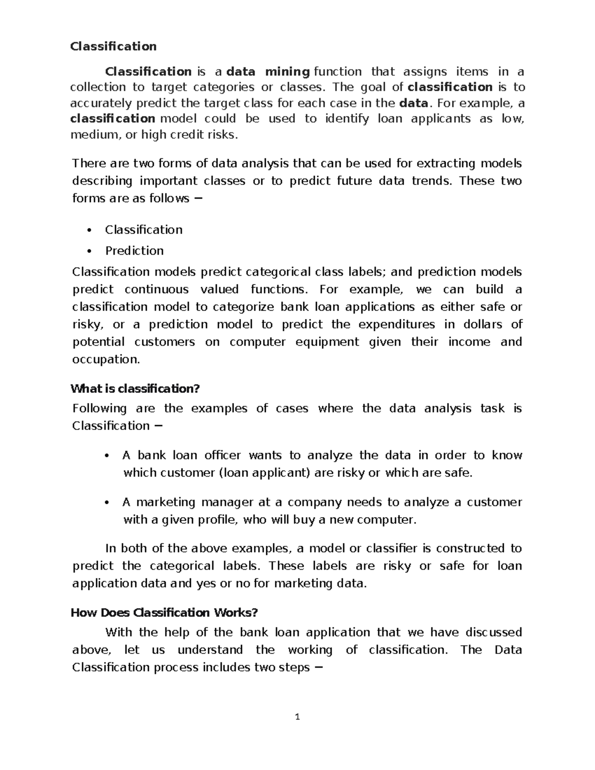 Unit II - Classification: Understanding Data Mining Techniques - Studocu