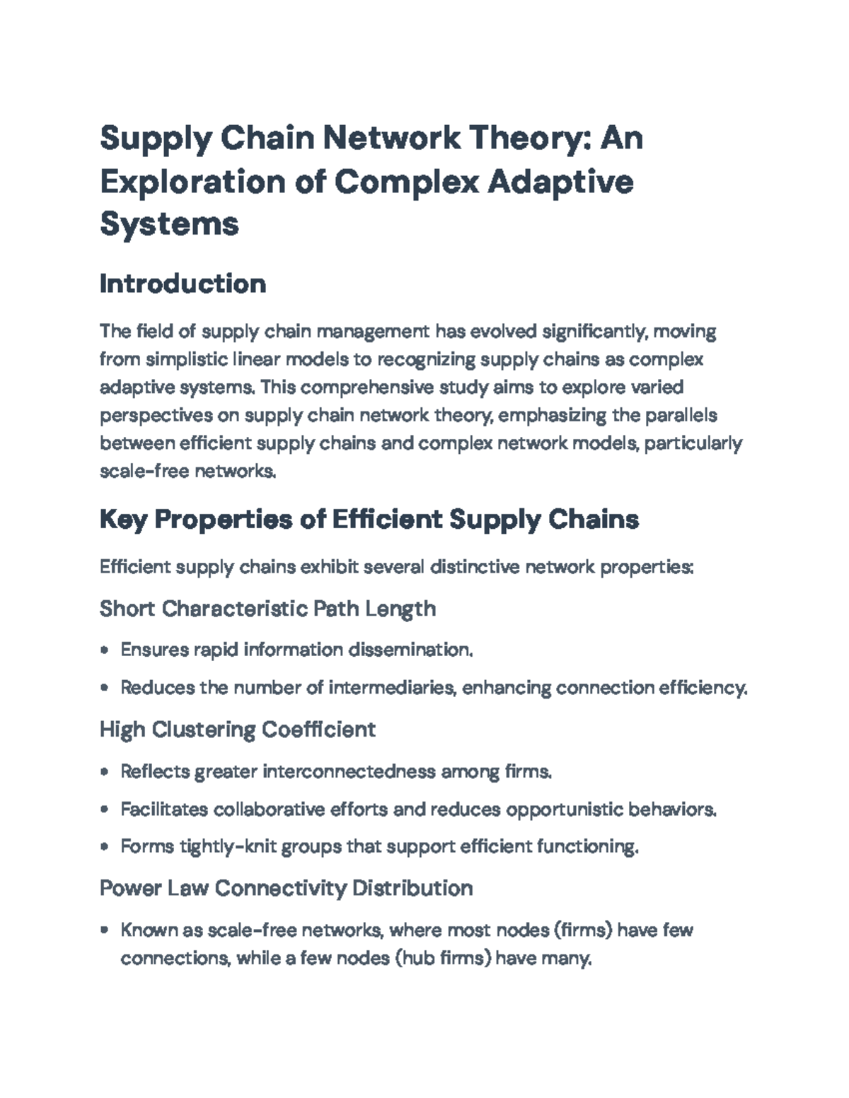 Supply Chain Network Theory: Exploring Complex Adaptive Systems ...