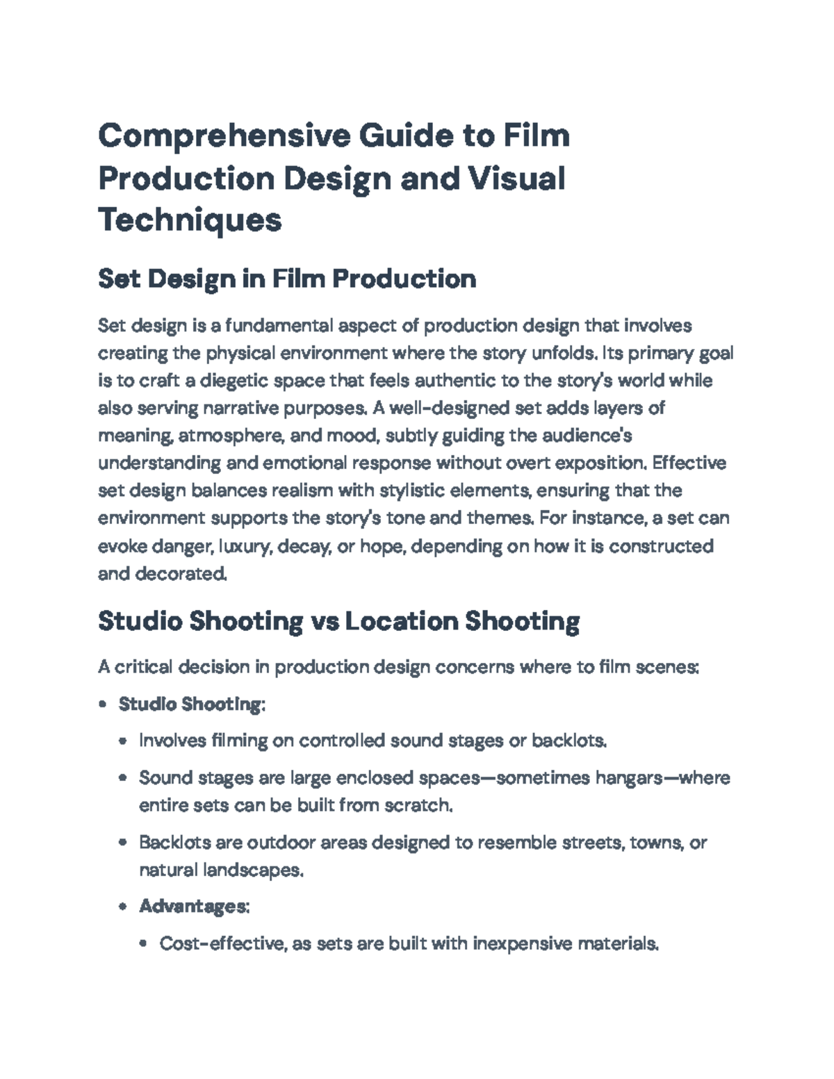 Comprehensive Guide to Film Production Design & Visual Techniques (FPD ...