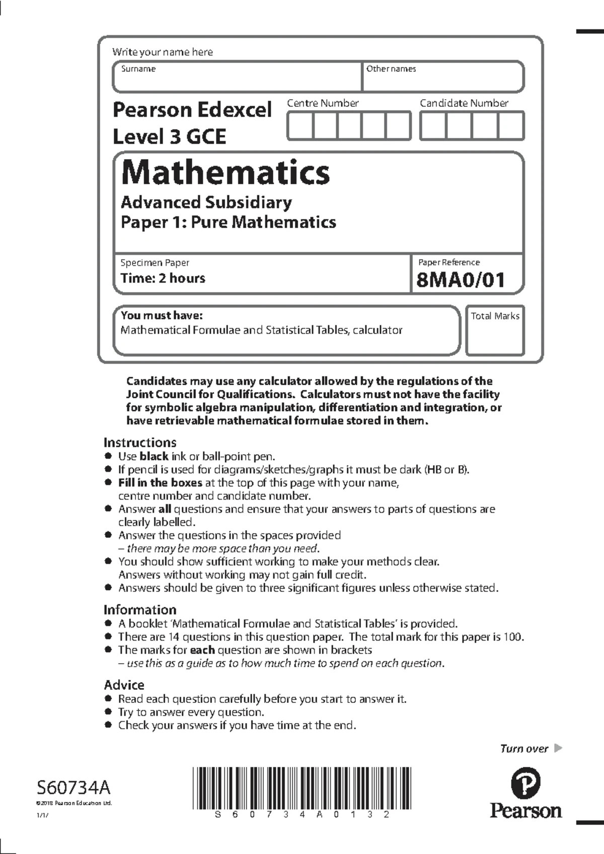 AS 2024 Maths Pure P1 Exam Instructions and Guidance - Studocu