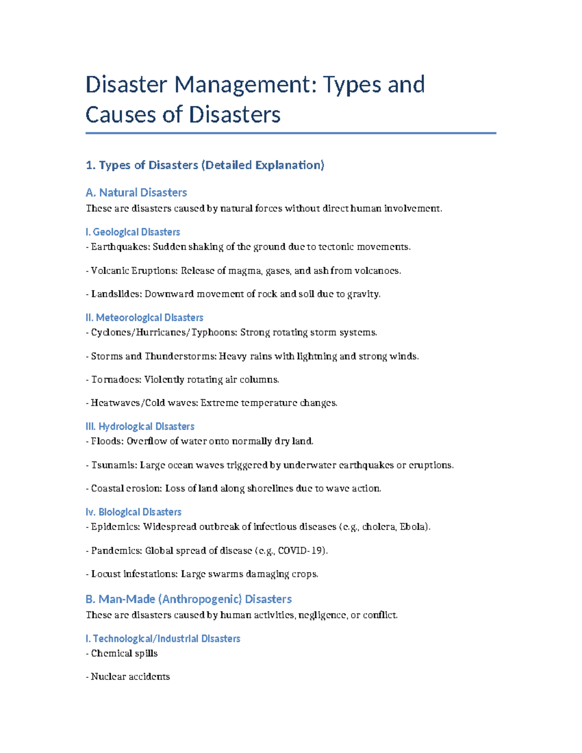 Disaster Management: Types & Causes of Disasters Explained - Studocu