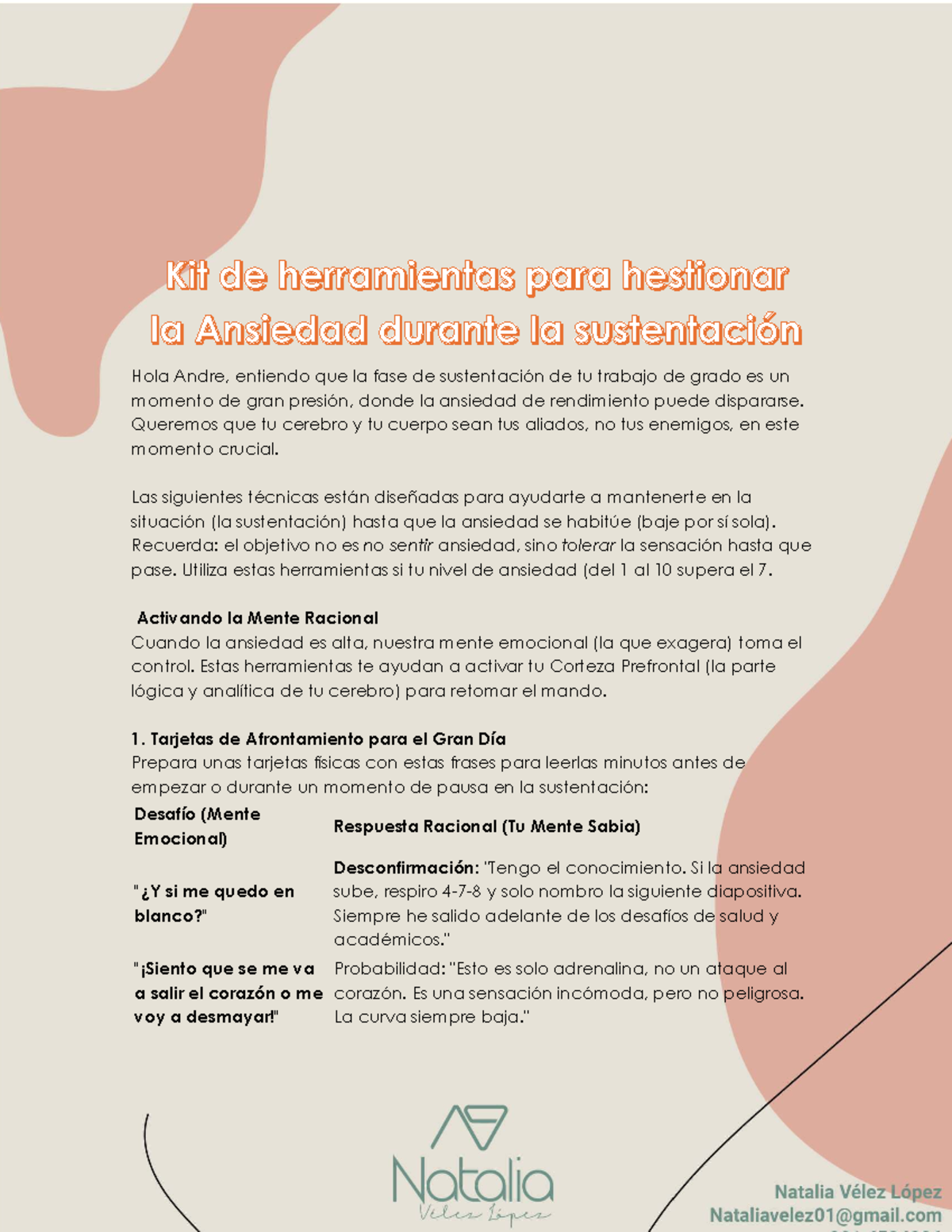 Recomendaciones para Manejar la Ansiedad en la Sustentación - Studocu