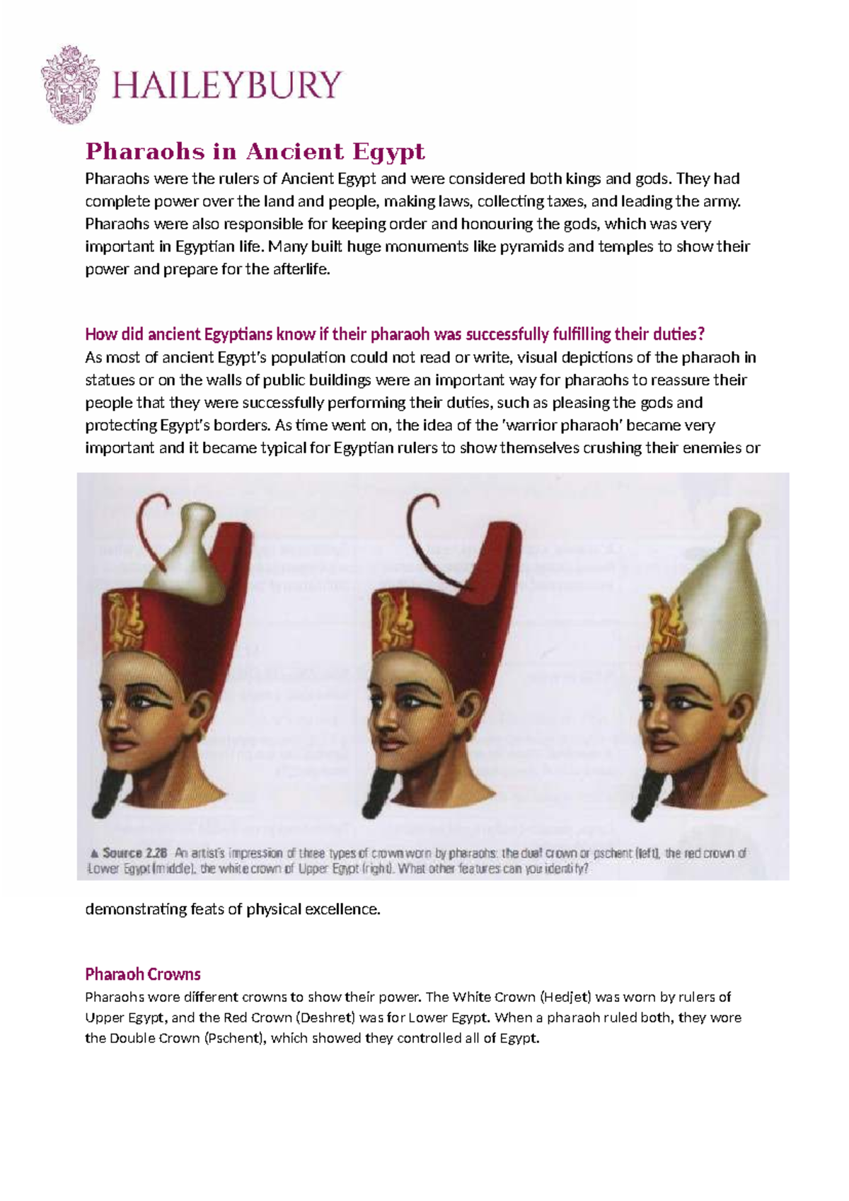 Pharaohs Source Analysis: Understanding Ancient Egyptian Rulers - Studocu