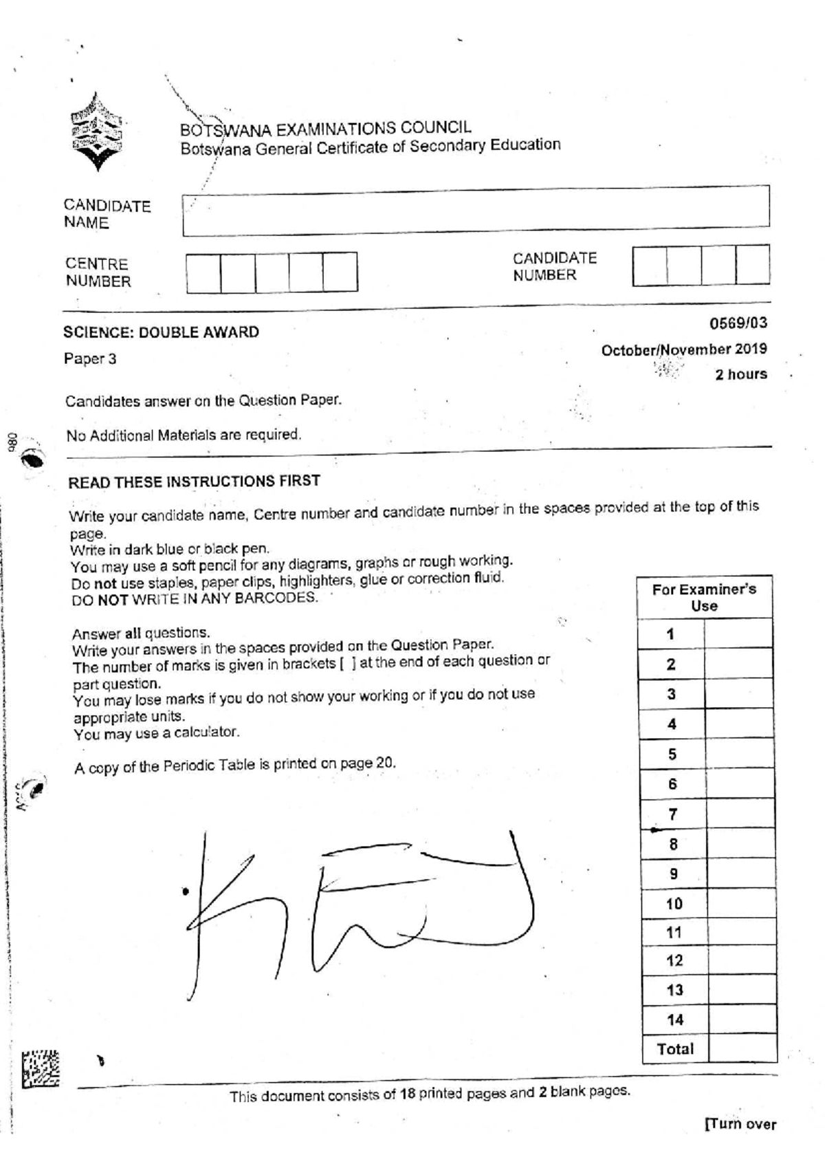 Bgcse SDA 2019 P3 Exam Marking Key and Candidate Instructions - Studocu