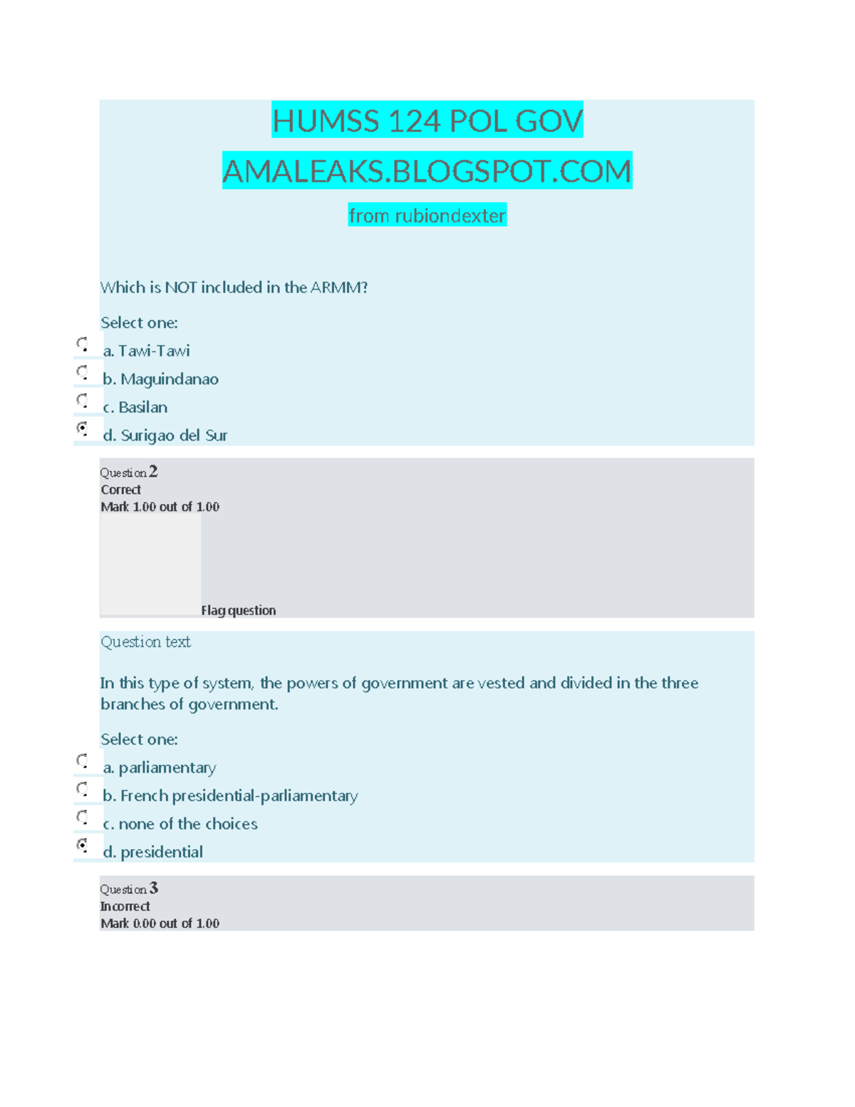 HUMSS 124 Pol Gov Midterm Exam Review Questions & Answers - Studocu