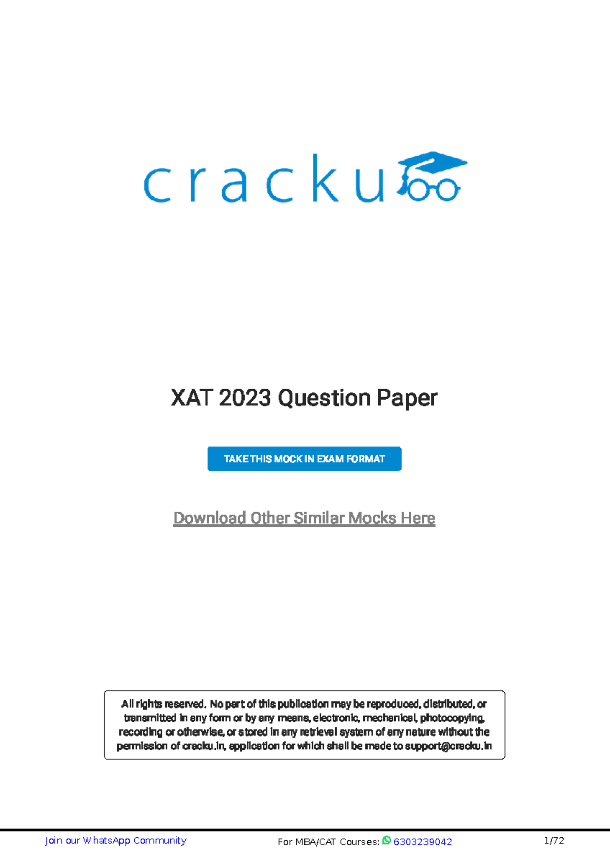 XAT 2023 Mock Exam Question Paper with Solutions and Analysis - Studocu