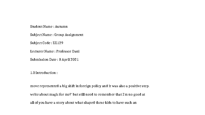 EE129 Group Assignment: Analyzing Shifts in Foreign Policy - Studocu