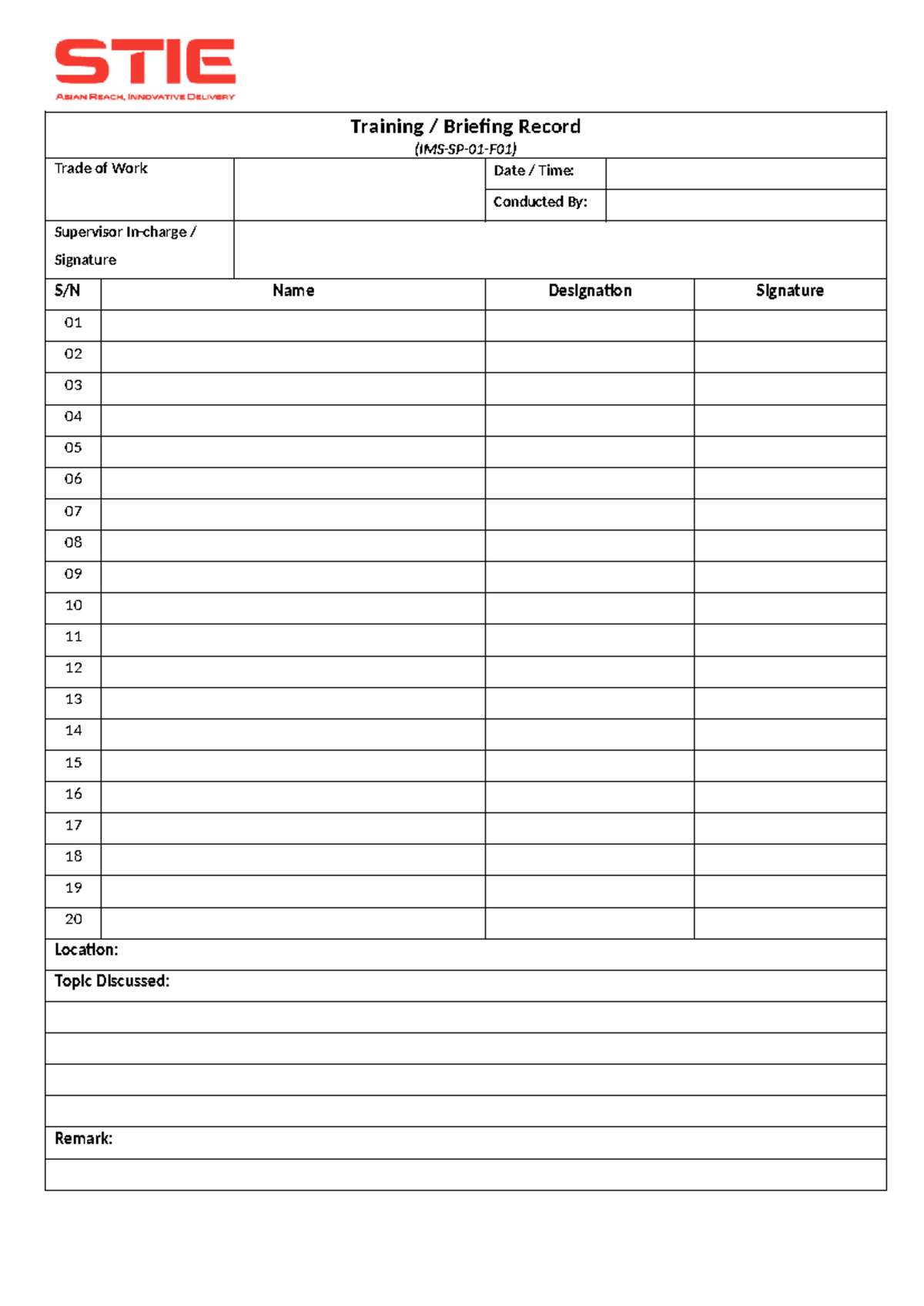 Briefing Form - STIE - BOQ for air conditioning - Mechanical ...
