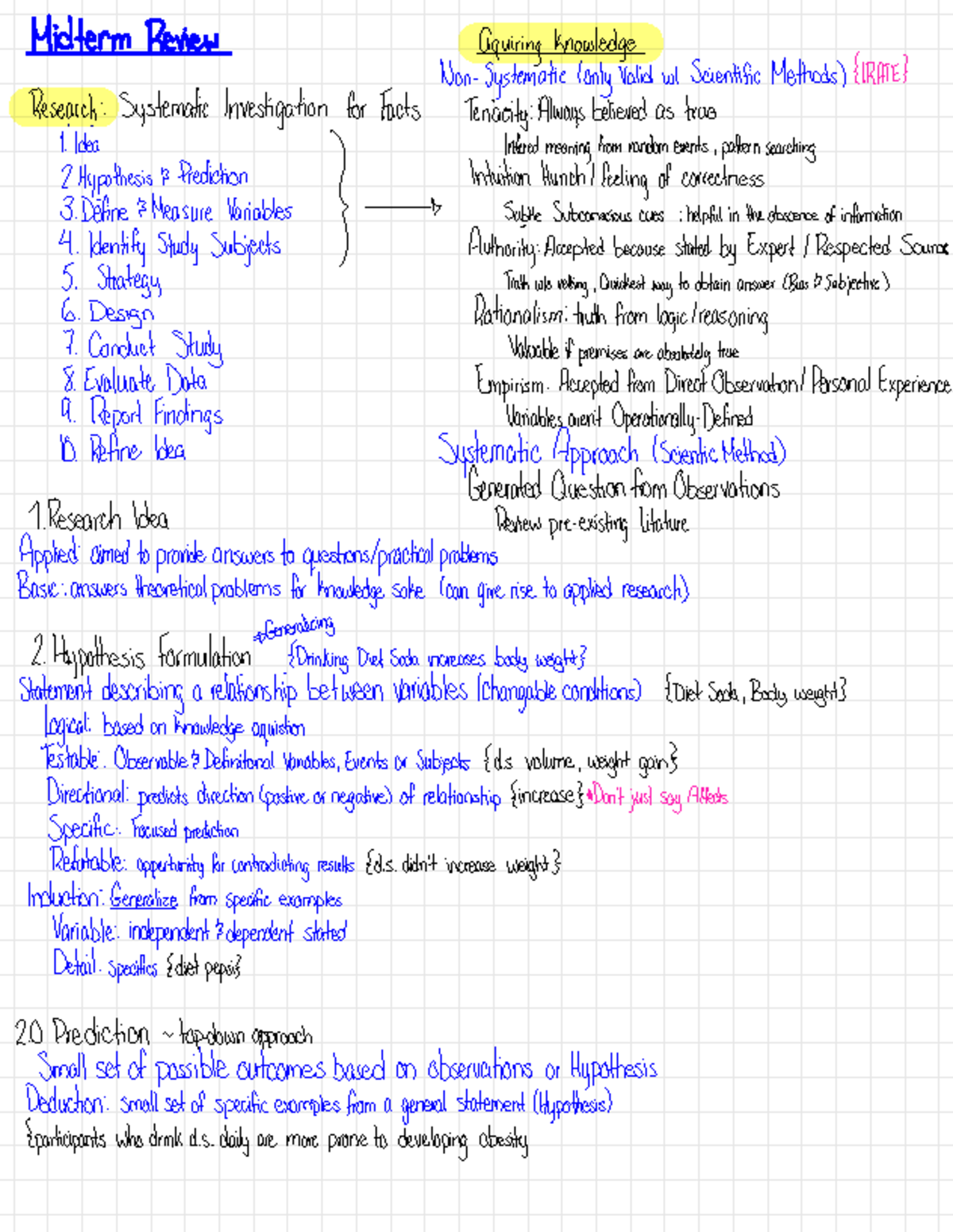 Midterm Review: Research Methods & Hypothesis Testing - Studocu