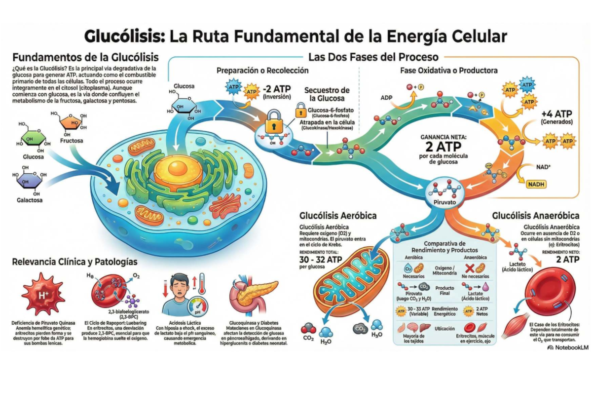 Infografía sobre Glucólisis: Fundamentos y Fases del Proceso - Studocu