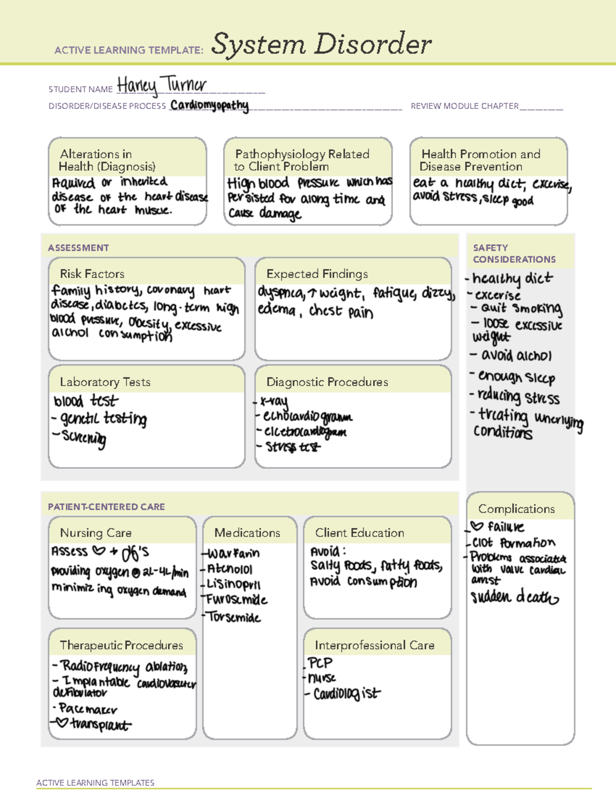 System Disorder-Cardiomyopathy - ACTIVE LEARNING TEMPLATES System ...