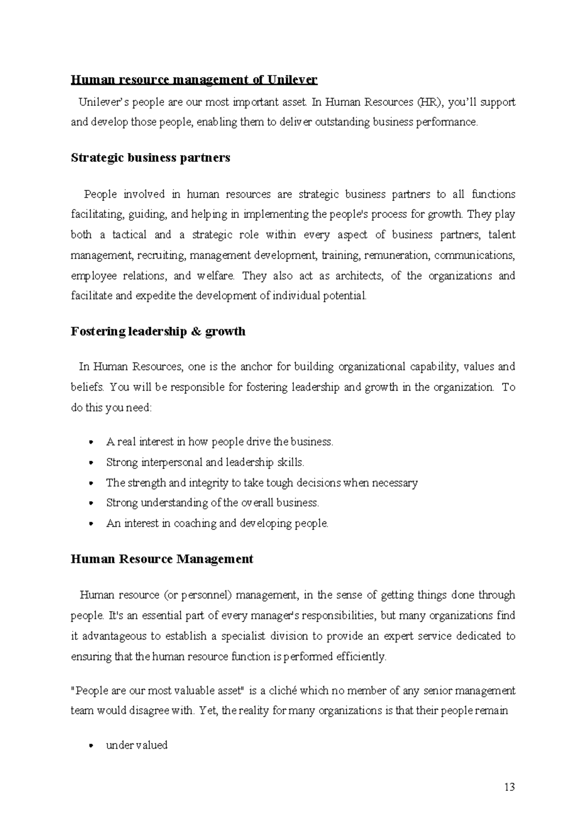 24210711 Human Resource Management: Strategies at Unilever - Studocu