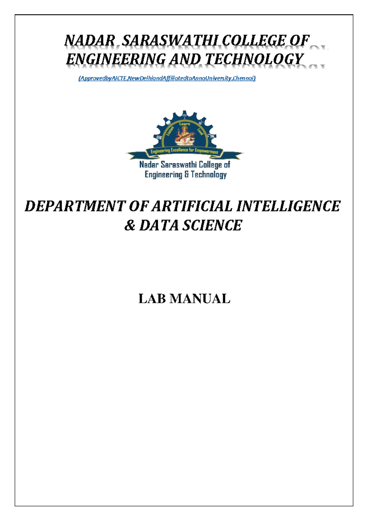 AI Lab Manual - AD3311: Artificial Intelligence Laboratory - Studocu