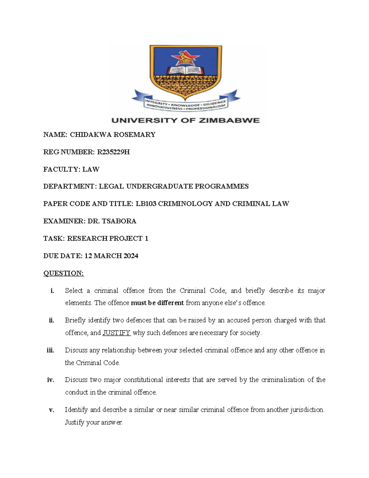 Research Project 1 on LB103 Criminology & Criminal Law: Undermining ...