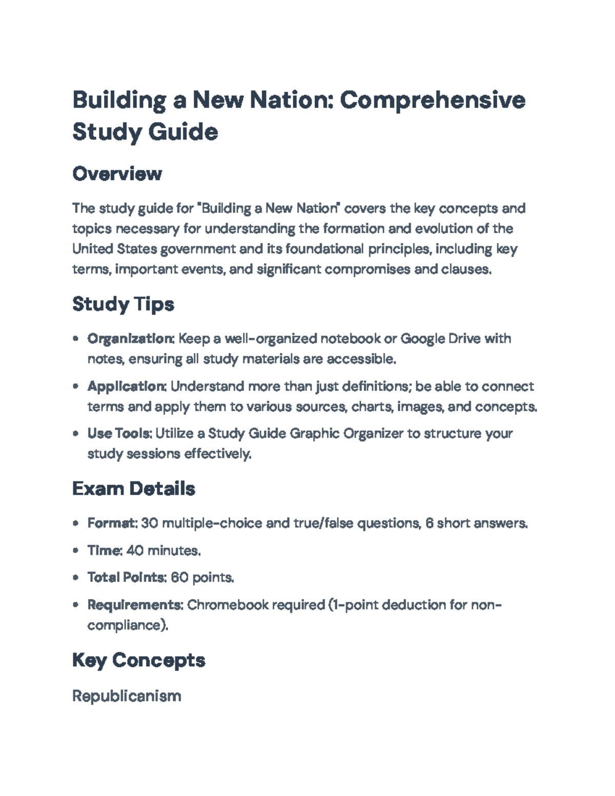 Building a New Nation: Comprehensive Study Guide for Exam Preparation ...