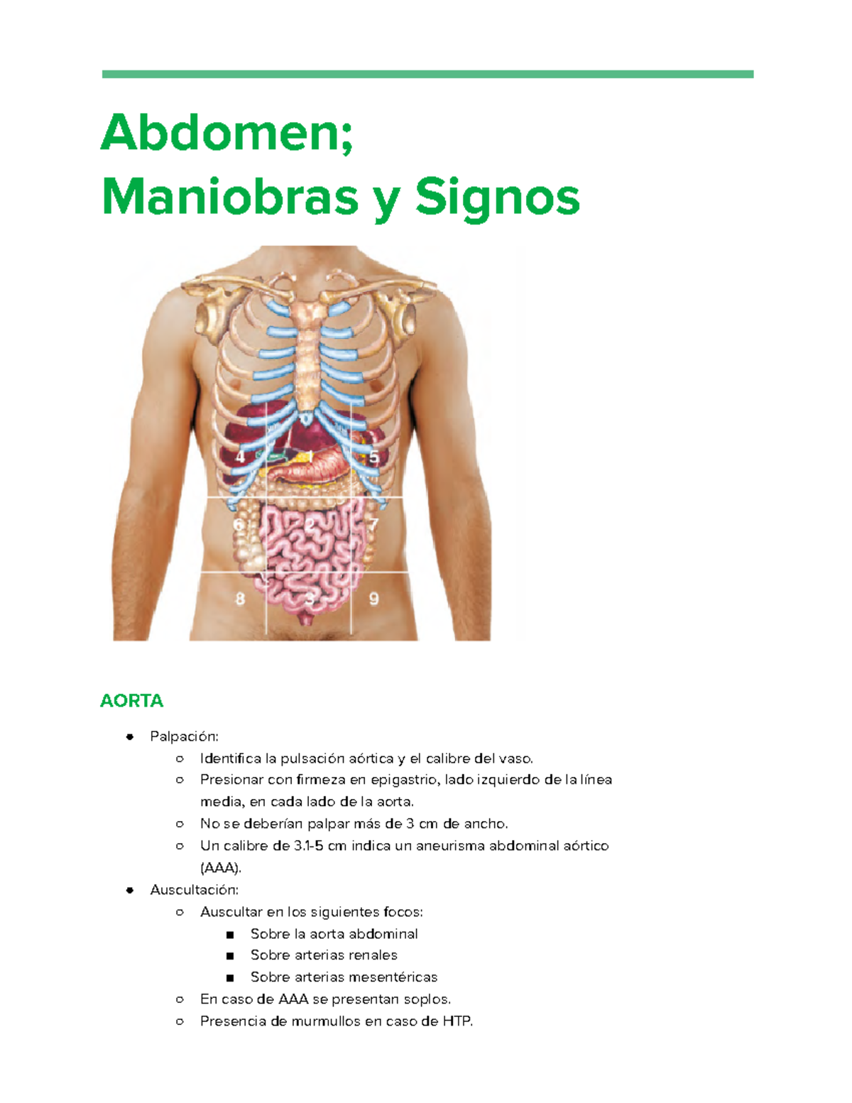 Maniobras de Exploración Abdominal: Técnicas y Signos Clínicos - Studocu