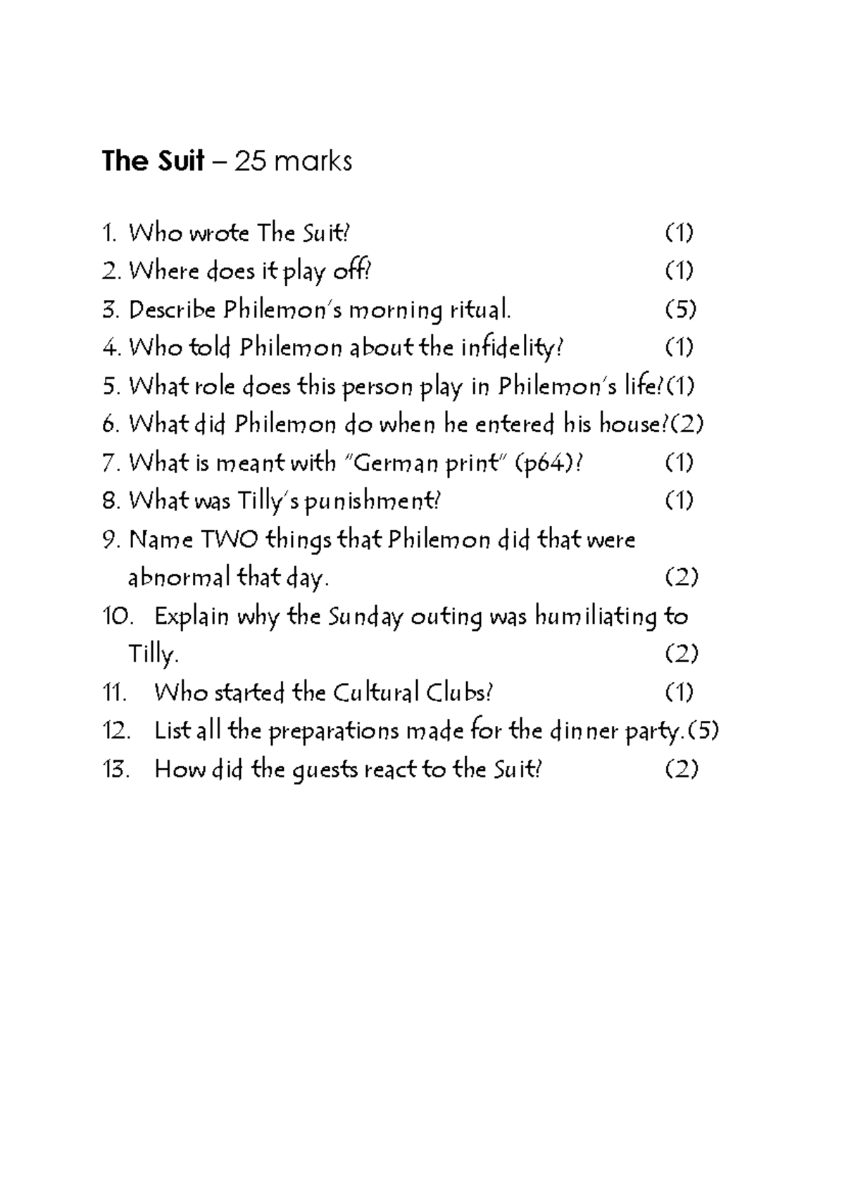 The Suit Study Questions and Memo - 25 Marks Analysis - Studocu