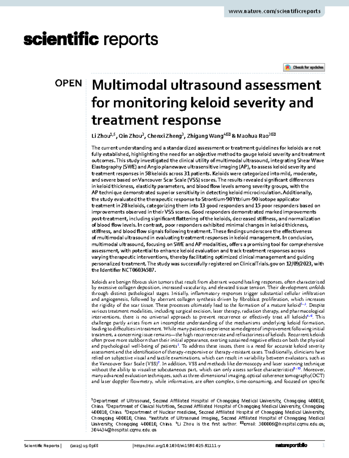 Multimodal Ultrasound Assessment of Keloid Severity and Treatment ...
