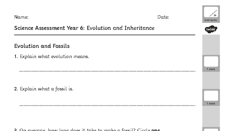 Year 6 Science Assessment: Evolution & Inheritance (End of Unit) - Studocu