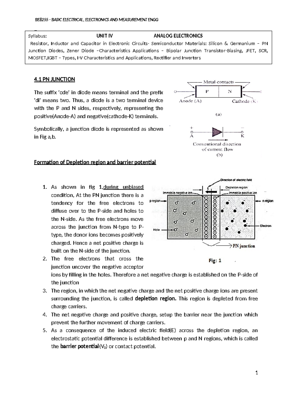 BE3251 BEEE UNIT 3 - Analog Electronics and Semiconductor Devices Notes ...